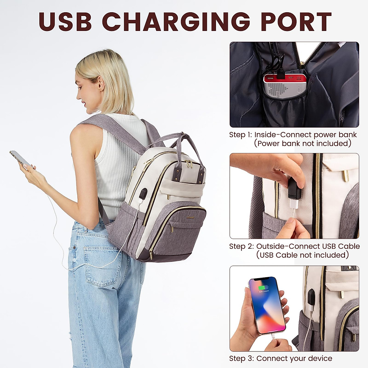 LOVEVOOK Backpack Purse for Women, Fits 15.6 Inch Laptop Backpack, Fashion Travel Work Anti-theft Bag, Business Compute