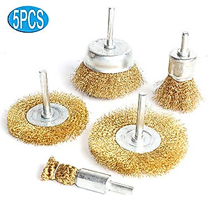 FPPO Brass Wire Wheel Brush Kit for Drill,Crimped Cup Brush with 1/4-Inch Shank,0.13mm True Brass Wire,Soft Enough to Cleaning or Deburring with Less Scrach