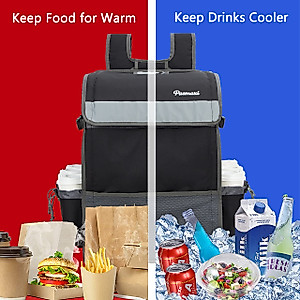 PACMAXI Food Delivery Backpack, Insulated Food Delivery Bag with 6 Cup Holder, Reusable Food Delivery Bag with Reflective Straps(Black)