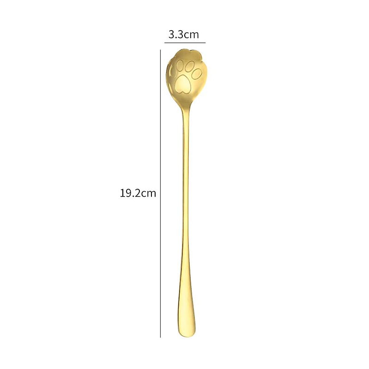 Set of 10 Cat Paw-Shaped Spoons - Long Handle 7.5-inch Design Perfect for Ice Tea, Ice Cream, Coffee Stainless Steel Stirring Spoons for Mixing Silver