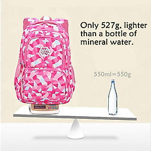 Ladyzone Camo School Backpack Lightweight Schoolbag Travel Camp Outdoor Daypack (Style-A Rosy)