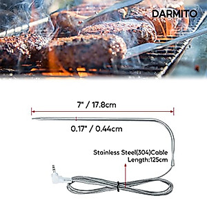 Darmito 2 Packs Replacement Meat Probe Compatible for Traeger Pellet Grills,Pellet Smokers and Traeger Controller Board,Waterproof BBQ Temperature Probe,3.5mm Plug and Grill Clips