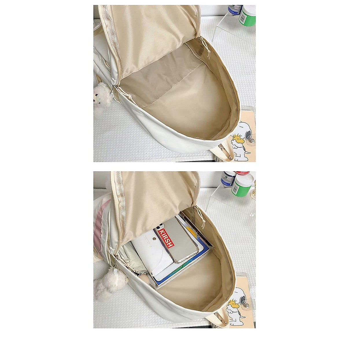 VTYUBX Kawaii Bunny Ear Backpack with Cute Bear Pendant for Girl School Bag Book Bag Travel Backpack for Student Teen Lolita JK (Blue,Large) (01)