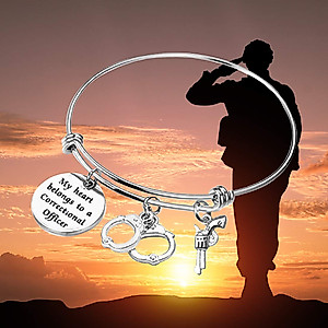 HOLLP Correctional Officer Wife Gift ForCorrectional Officer Mom Wife Daughter Handcuff Charm Jewelry Police Officer Gift (Bracelet)