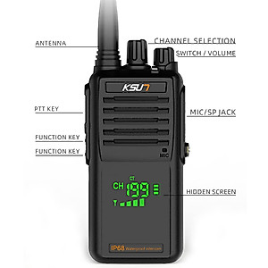 Handheld Two-Way VHF Marine Radio IP68 Waterproof LED Screen International Marine Channels 136-174 MHz 8000 mAh Battery KSUN P85