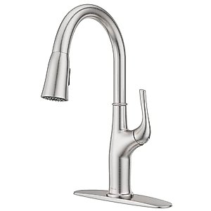 Pfister Highbury Kitchen Faucet with Pull Down Sprayer, Single Handle, High Arc, Stainless Steel Finish, LG529HGS