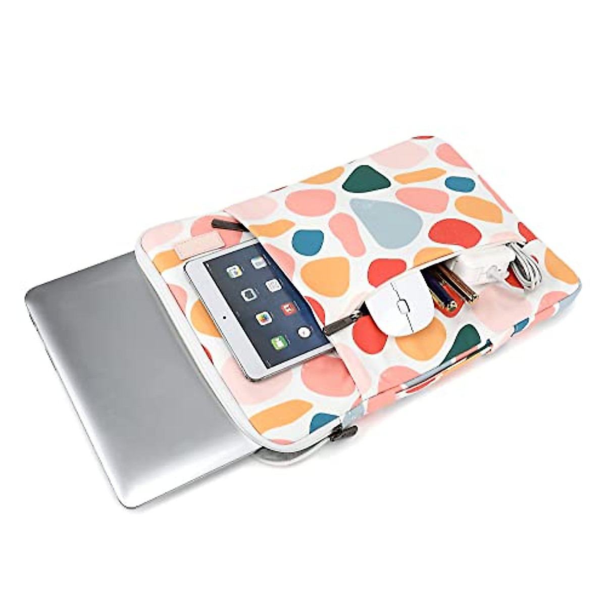 SANFAN 360 Protective Laptop Sleeve Case Bag, Cover with Handle and Luggage Strap for iPad 12.9 inch, MacBook Pro Air 13" and 12.5 inch-13.3 inch Screen Devices (Stones)