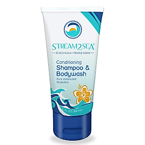 STREAM 2 SEA 3 in 1 Hair Shampoo Bodywash and Conditioner For Outdoor Activities, 6 Fl oz Reef Safe, All Natural and Organic Camping Shampoo and Liquid Soap, Paraben Free All In One Skin, Hair Care