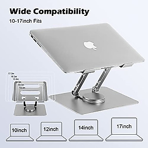 Swivel Laptop Stand, 360 Degrees Adjustable Laptop Holder, Angle Height Adjustable Laptop Stand for Laptop up to 17 inches, Compatible for MacBook Pro/Air, Dell，HP，Google Pixelbook,Surface,ASUS(Grey)