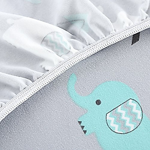 Stretchy Fitted Crib Sheets Set BROLEX 2 Pack Portable Crib Mattress Topper for Baby Boys Girls,Ultra Soft Jersey,Full Standard,Elephant & Whale
