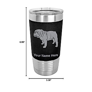 LaserGram 20oz Vacuum Insulated Tumbler Mug, Bulldog Dog, Personalized Engraving Included (Faux Leather, Black)