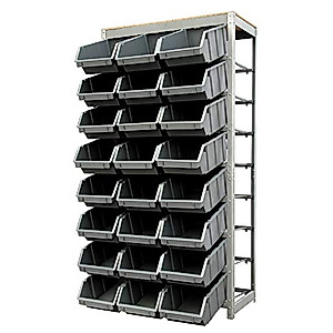 King's Rack Bin Rack Storage System Heavy Duty Steel Rack Organizer Shelving Unit w/ 24 Plastic Bins in 8 tiers