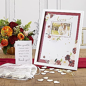 Kate Aspen Wedding Guest Book Alternative, Bridal Shower Guestbook Burgundy Blush Floral, One Size, Red