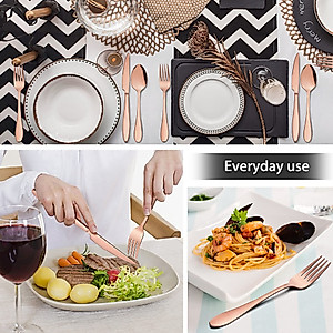 LIANYU 40-Piece Copper Silverware Set for 8, Stainless Steel Flatware Cutlery Set, Tableware Eating Utensils Include Forks Knives Spoons, Mirror Polished, Dishwasher Safe