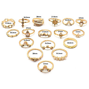 Vitaltyextracts Crystal Kunckle Finger Ring Set Boho Stackable Rhinestone Gold Joint Nail Ring Anillo Set