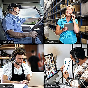 Bluetooth Headset with Microphone,Trucker Bluetooth Headset with Noise Cancelling,50Hrs Call Time,CVC8.0 Dual Mic, V5.1, Wireless Headset with Paddle Mute,On Ear Headphones for PC,Laptop,Cell Phones