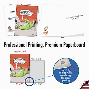 NobleWorks Hysterical Birthday Paper Card with 5 x 7 Inch Envelope (1 Card) for Men and Women, Dinosaur Barbecue C7888BDG