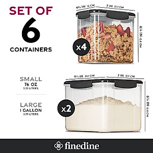 12-Piece Airtight Food Storage 6 Containers With 6 Lids - BPA-FREE Plastic Kitchen Pantry Storage Containers - Dry-Food-Storage Containers Set For Flour, Cereal, Sugar, Coffee, Rice, Nuts, Snacks Etc.