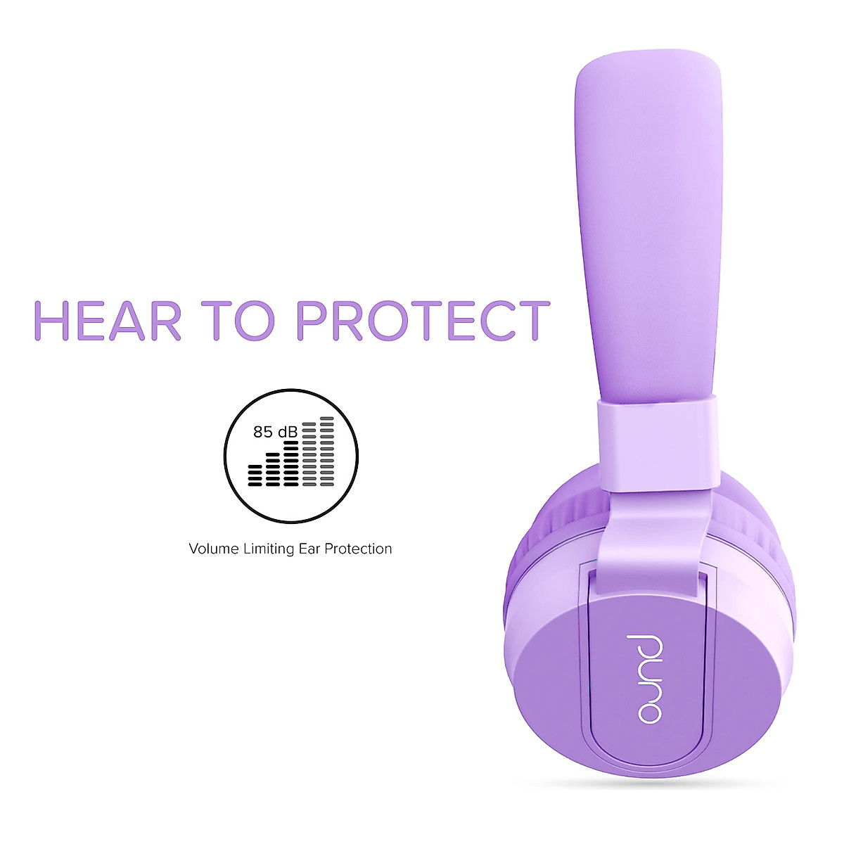 Puro Sound Labs PuroBasic Volume Limiting Wired Headphones for Kids, Foldable & Adjustable Headband w/Microphone, Compatible with Smartphones, Tablets and PC’s -Purple