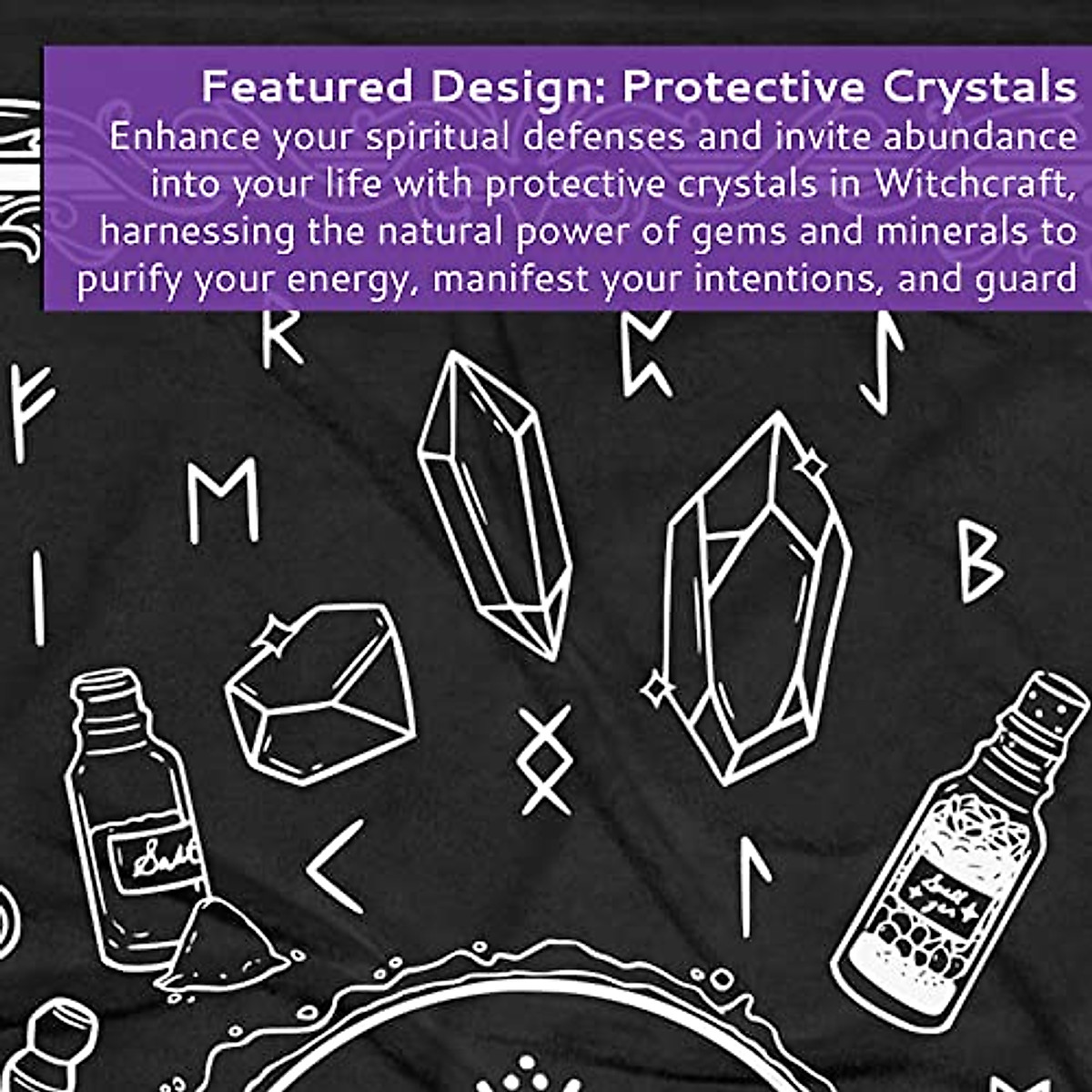 SpellCloth - Protection Magic Blanket, Perfect for Witchy Gifts, Witchy Room Decor, Wiccan Decor, and Witch Stuff Like Witch Bedding, Witch Throw, and Tapestry for Bedroom