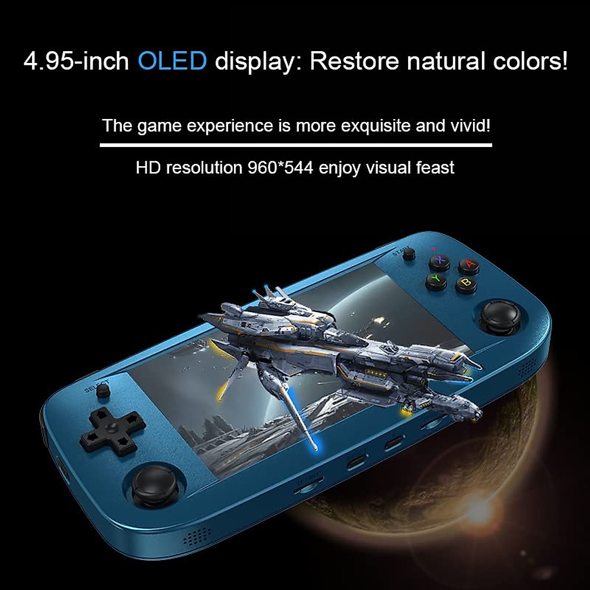 Daxceirry RG503 Retro Handheld Game Console 4.95-inch OLED Screen Linux System RK3566 Support 5G WiFi Bluetooth Portable Video Games Player with 64G Card 4193 Classic Games Gift (RG503-Blue)