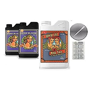 Advanced Nutrients Sensi Bloom A and B 4 Liter with Sensi Cal-Mag 4 Liter Bundle with Conversion Chart and 3mL Pipette