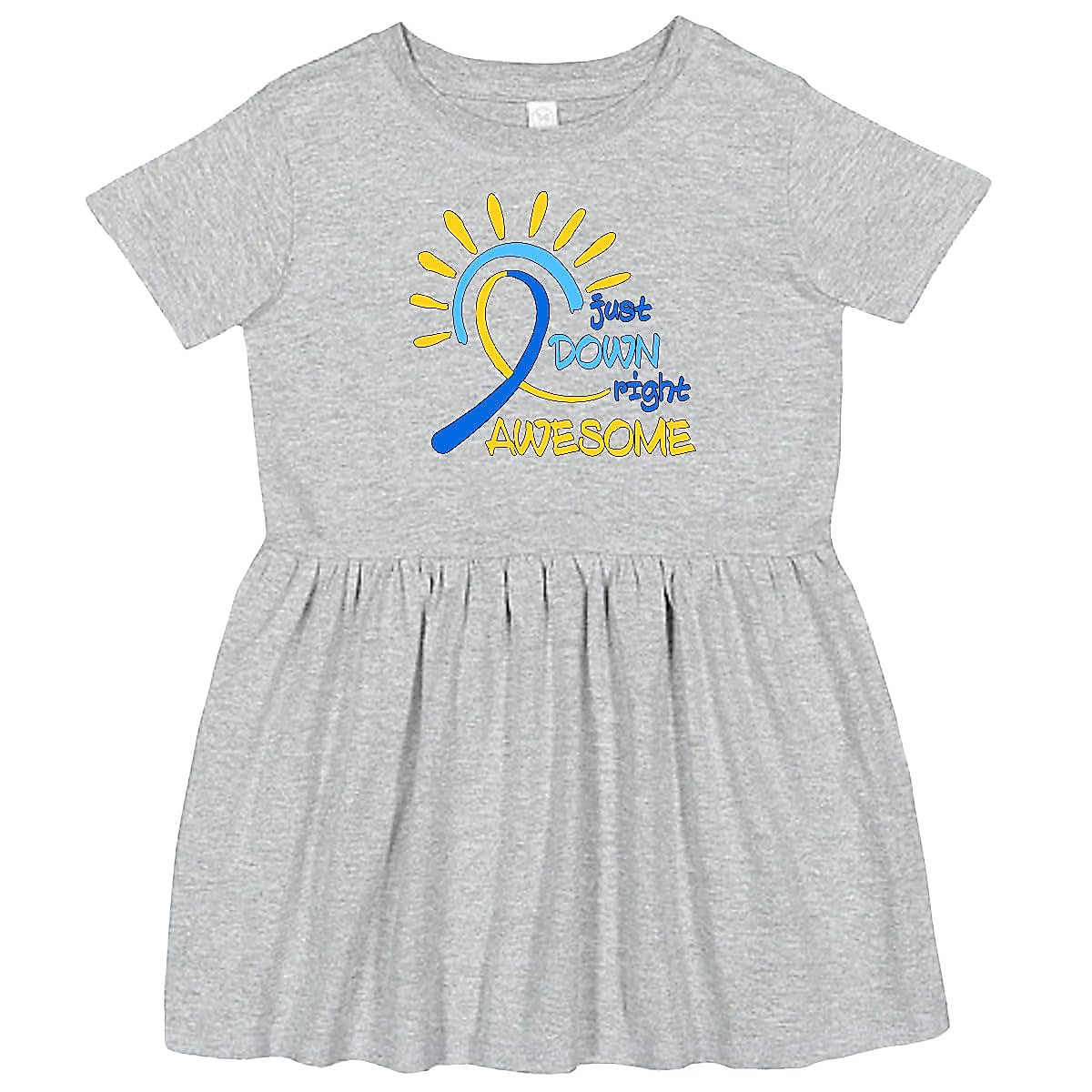 inktastic Just Down Right Awesome Down Syndrome Awareness Ribbon Toddler Dress 3T Heather Grey 40c9d