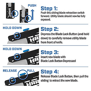 HART 2-Pack 4-IN-1 UTILITY KNIFE: RULER | BOTTLE OPENER | 1/4" DRIVER BIT HOLDER | ONE HANDED OPERATION
