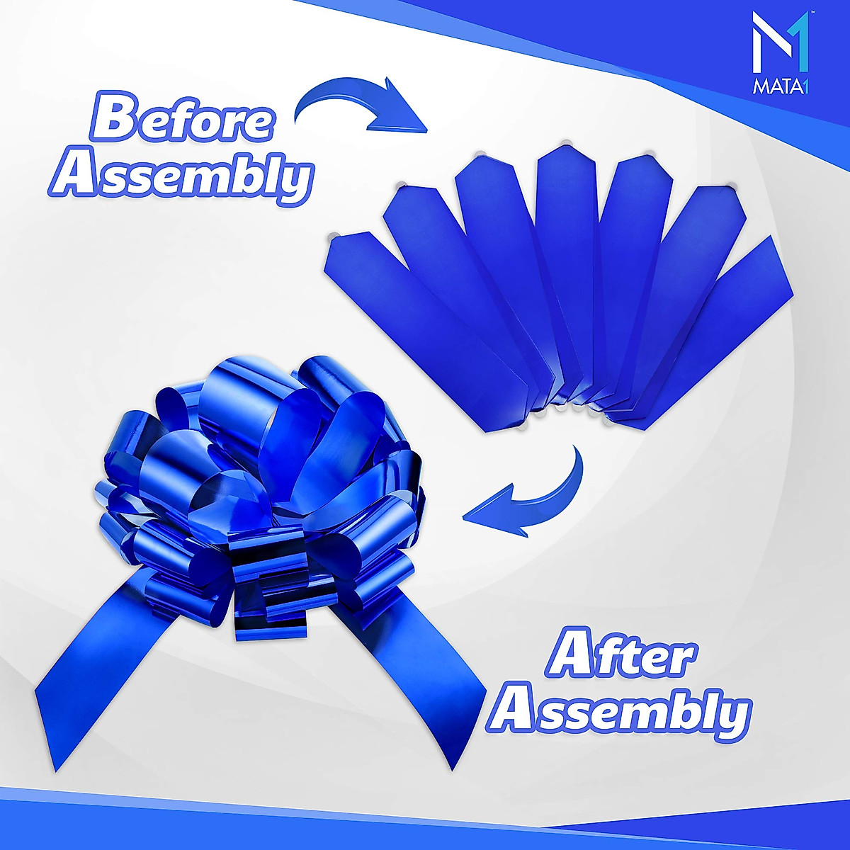 Mata1 Big Car Bow (Blue, 18 inch) Giant Gift Bows, Big Bow for Car, Gift Bow, Big Blue Bow, Large Car Bow, Big Gift Bow, Car Pull Bow, New Car Bow, Huge Car Bows, Car Ribbon Bows