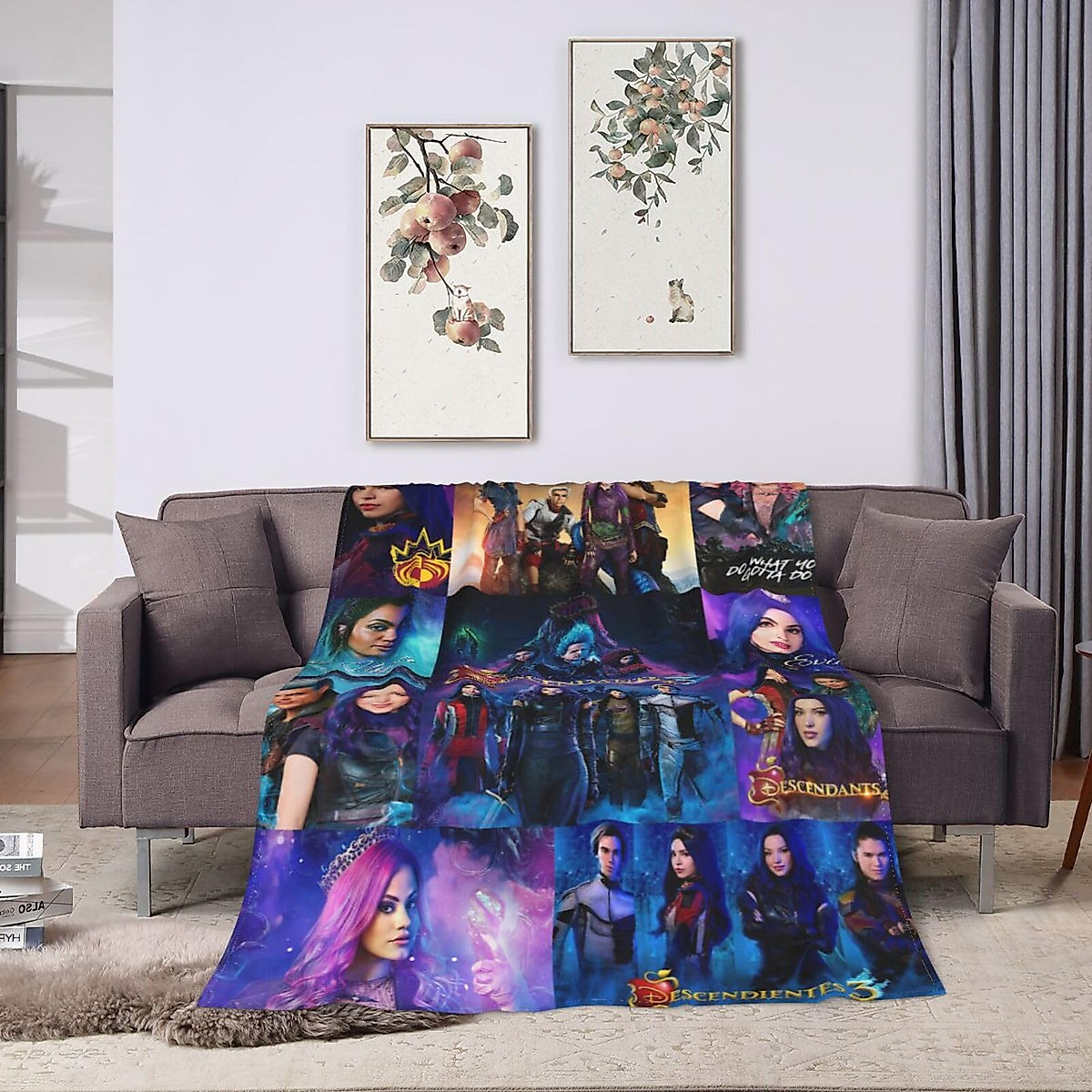 BNALAO Descendants Cartoon 3 Movie Blanket Cartoon Throw Flannel Blankets Lightweight Comfortable Bedding Gifts for Kids Adult 50"X40"