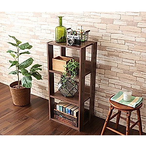 IRIS USA 3-Shelf Space Saving Open Wood Shelving Set, 2 Pack, Dark Brown