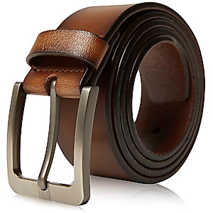 Genuine Leather Dress Belt For Men - Mens Belts For Suits, Jeans, Uniform With Single Prong Buckle - Designed in the USA - Gifts For Men
