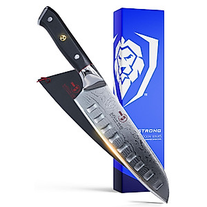 Dalstrong Santoku Knife - 7 inch - Shogun Series - Damascus - Japanese AUS-10V Super Steel 67 Layers - Black G10 Handle - Vegetable Knife - Vacuum Treated - Kitchen Knife - Sheath Included