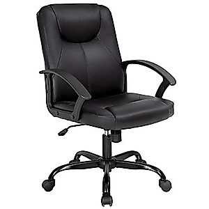 Office Chair Desk Chair Computer Chair with Lumbar Support PU Leather Executive Ergonomic Chair Rolling Swivel Adjustable Task Chair for Men(Black)