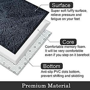 CHOSHOME Grey 4x6 Feet Machine Washable Rug for Bedroom, Shag Faux Fur Rug for Livingroom, Fluffy Plush Fuzzy Rug for Boys Girls Kids Nursery Dorm Room