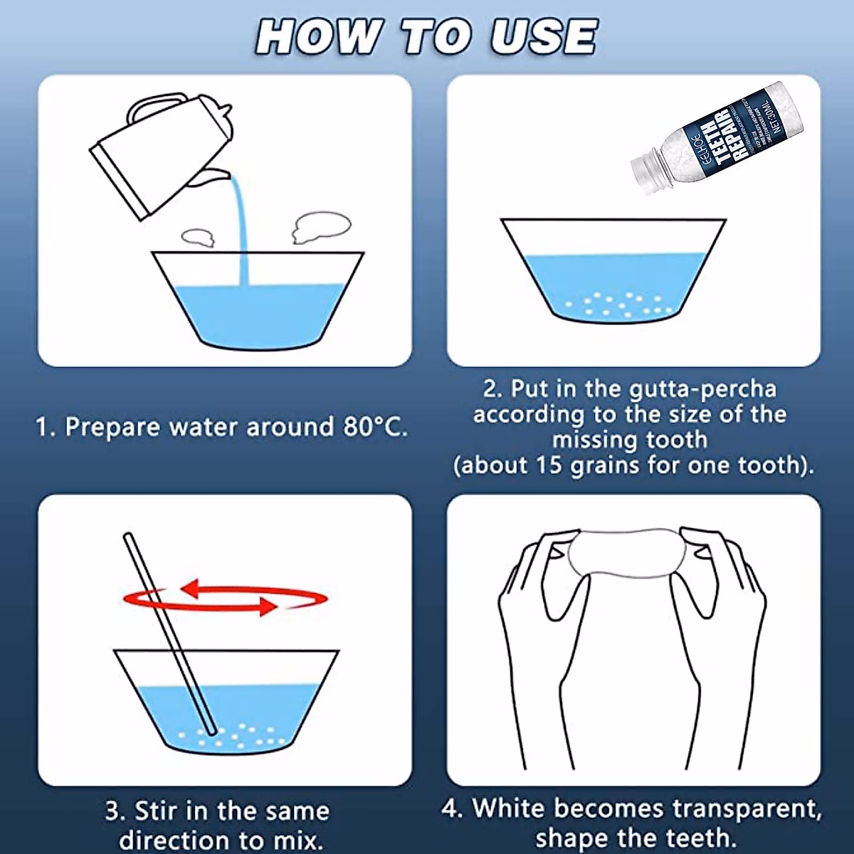 Teeth Repair Kit,Tooth Repair Kit for Missing Teeth, Cavity Filler for Teeth,Temp Tooth Beads with 4 Dental Tools, Repair Missing or Broken Teeth, Snap On Instant and Confident Smile
