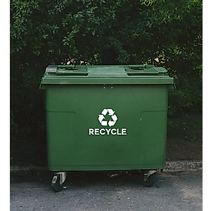 Ignixia Recycle Symbol Sticker Decal to Organize Trash cans/Garbage containers, Recycle Sign Decal Plotter Cut Vinyl Outdoor Recycle Containers (White, 10 X 7) Inches Large (Pack of 01)