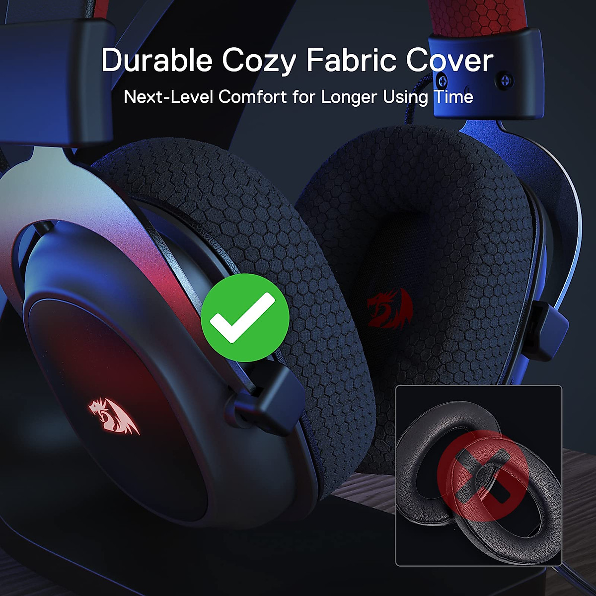 Redragon H510 PRO Zeus-X RGB Wireless Gaming Headset - 7.1 Surround Sound - 53MM Audio Drivers in Memory Foam Ear Pads w/Durable Fabric Cover- Multi Platforms Headphone - USB Powered for PC/PS4/NS