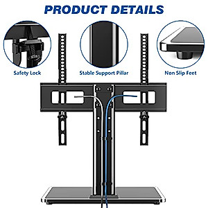Rfiver Universal Table Top TV Stand TV Base Replacement for Most 27 30 32 39 40 42 43 49 50 55 60 Inch LCD LED Plasma Flat Screen TVs, Vesa Mount Holds up to 88 lbs, Height Adjustable