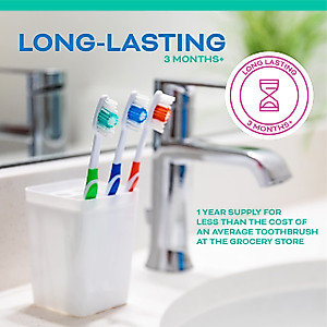 148 Individually Packaged Quality Large Head Medium Bristle Disposable Bulk Toothbrushes - Multi Color Pack - Convenient & Affordable - for Travel, Hotels, Airbnb, Relief Missions, Donations & More