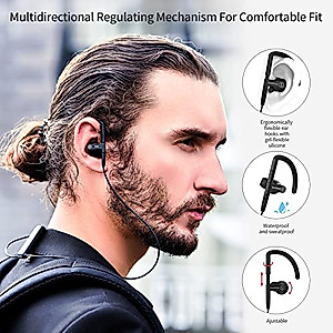 SoundMAGIC ST80 Bluetooth Sports Earbuds with Ear Hooks Wireless Earphones Long Playtime Waterproof Wired in Ear Headphones HiFi Sound Adjustable Metal Mechanism Comfortable Fit Black