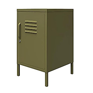 REALROOMS Shadwick 1 Door Metal Locker Style Livingroom End Table, Olive Green