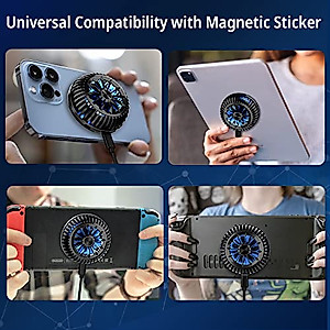 Phone Cooler Magnetic, Lecone Smartphone Radiator Cooling Fan for iPhone 13 and 12 Series Compatible with Magsafe RGB LED Light USB-C Power Cable Gaming Accessory