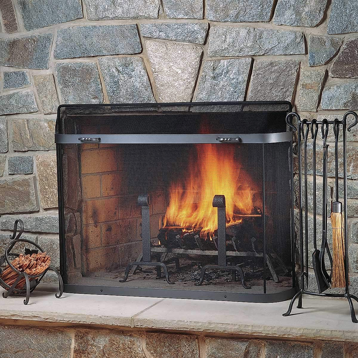 Pilgrim Home and Hearth Pilgrim SGI Series Fireplace Screen Spark Guards, 31 W x 31 H x 6.5" D, Vintage Iron (18371-1)