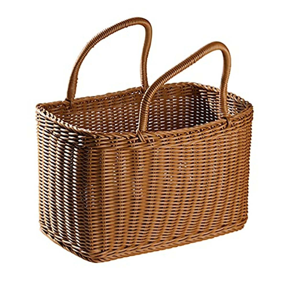 LIOOBO Big Picnic Basket with Handle, Plastic Baskets for Gifts Empty, Woven Imitation Rattan Baskets, Gift Storage Basket for Camping, Birthday, Wedding，Picnic, Party