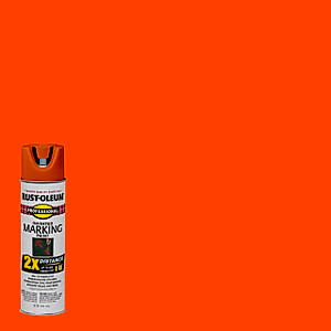 Rust-Oleum 266590 Professional 2X Distance Inverted Marking Spray Paint, 15 oz, Fluorescent Red Orange