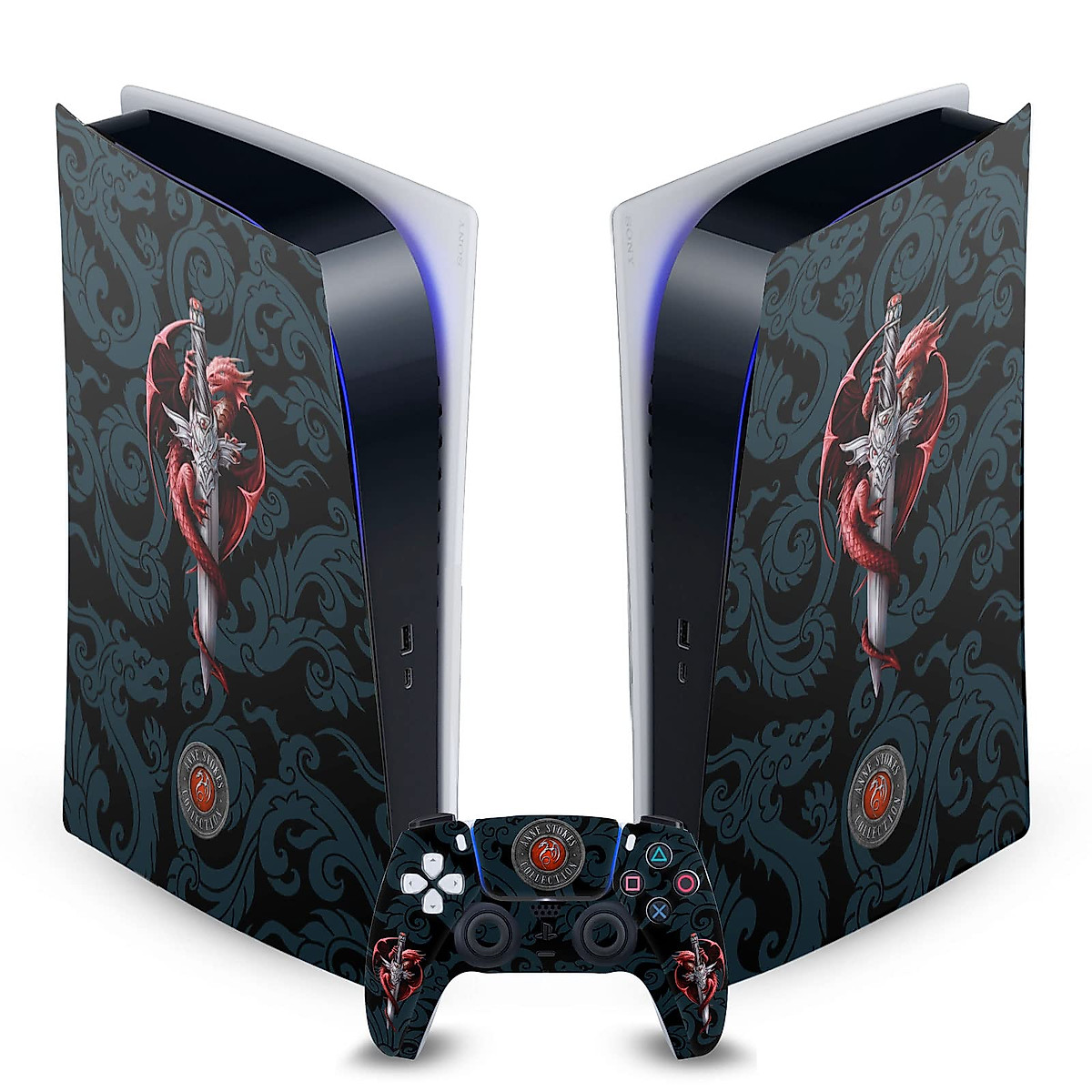 Head Case Designs Officially Licensed Anne Stokes Dragon Dagger Art Mix Vinyl Faceplate Gaming Skin Decal Compatible With Sony PlayStation 5 PS5 Digital Edition Console and DualSense Controller