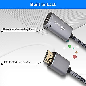 HDMI Male to USB-C Female Cable Adapter with USB C Power Cable,Uni-Directional HDMI (source) to Type C 3.1 (display) Converter,4K 60Hz Thunderbolt 3 Adapter for MacBook Pro,Microsoft Surface,Xreal Air