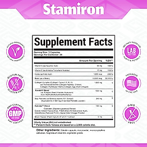 Stamiron Hair Skin and Nails Vitamins for Women with Biotin 10000mcg Collagen 1000mg Supplements Plus Keratin Hyaluronic Acid Saw Palmetto Bamboo Vitamin B & C for Hair Nail & Skin