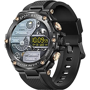Military Smart Watches for Men Make Calls 100 Days Long Standby 800mAh Big Battery 1.5" HD Screen Tactical Smartwatches for iPhone Android Waterproof Fitness Tracker Heart Rate Sleep Monitor Watch